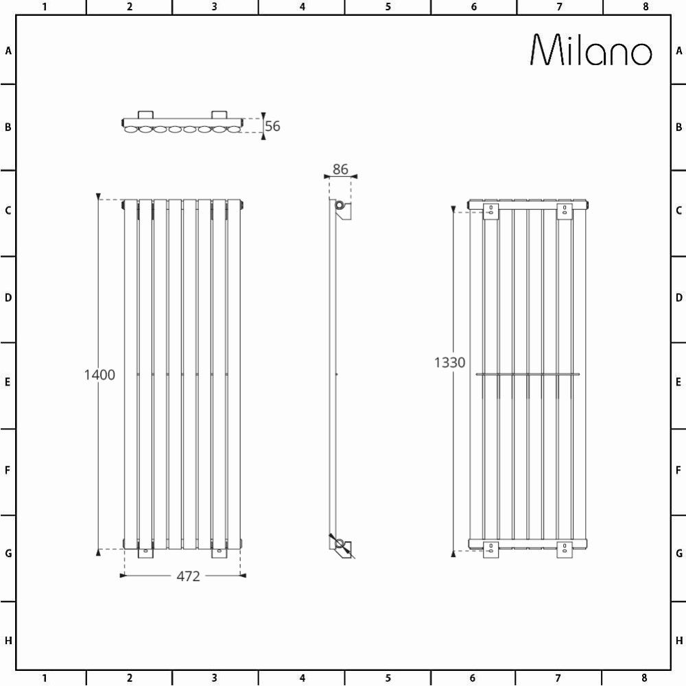 Milano Aruba - Anthracite Space-Saving Vertical Designer Radiator ...