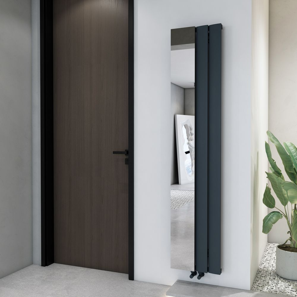 Milano Aris - Aluminium 1800mm Vertical Designer Radiator with Mirror ...