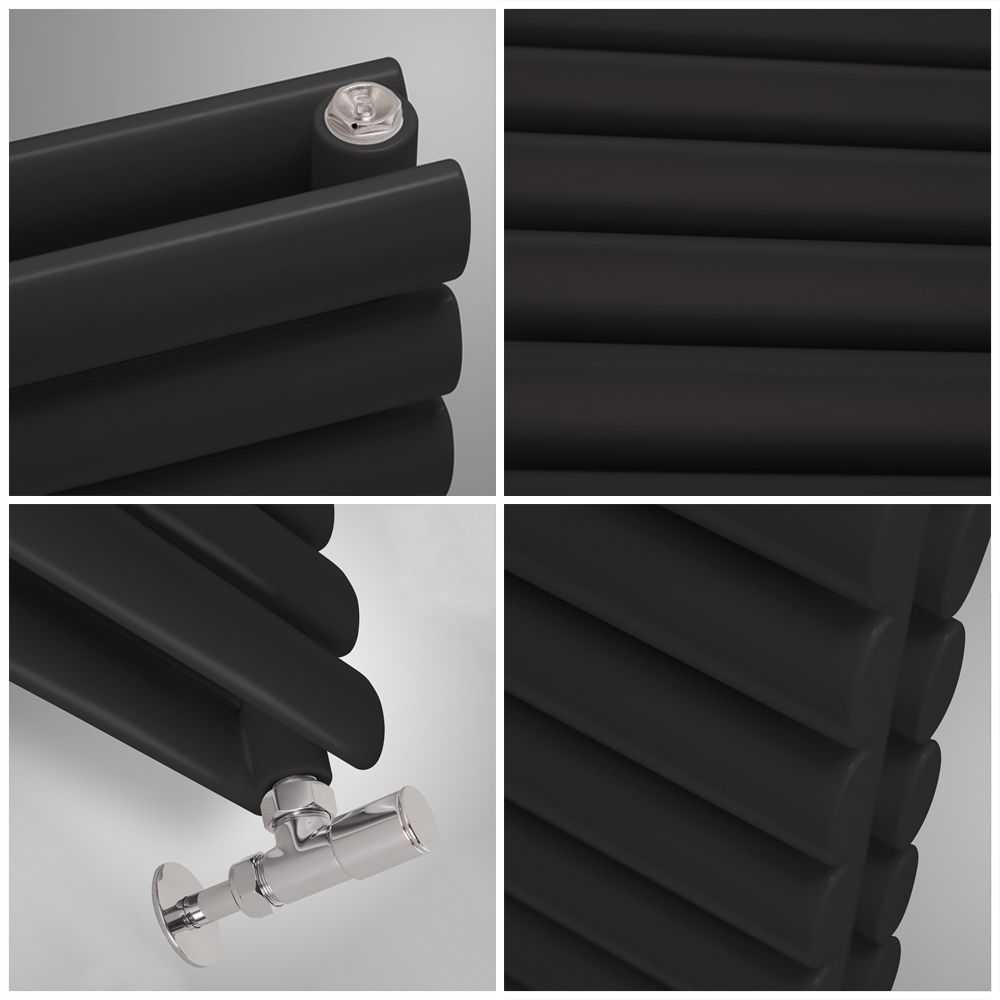 Milano Aruba - Black Horizontal Designer Double Radiator 635mm x 1180mm