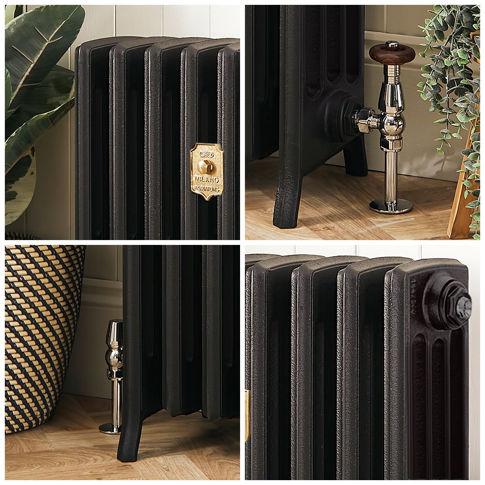 Milano Isabel - 4 Column Cast Iron Radiator - 760mm Tall - Slate Black ...