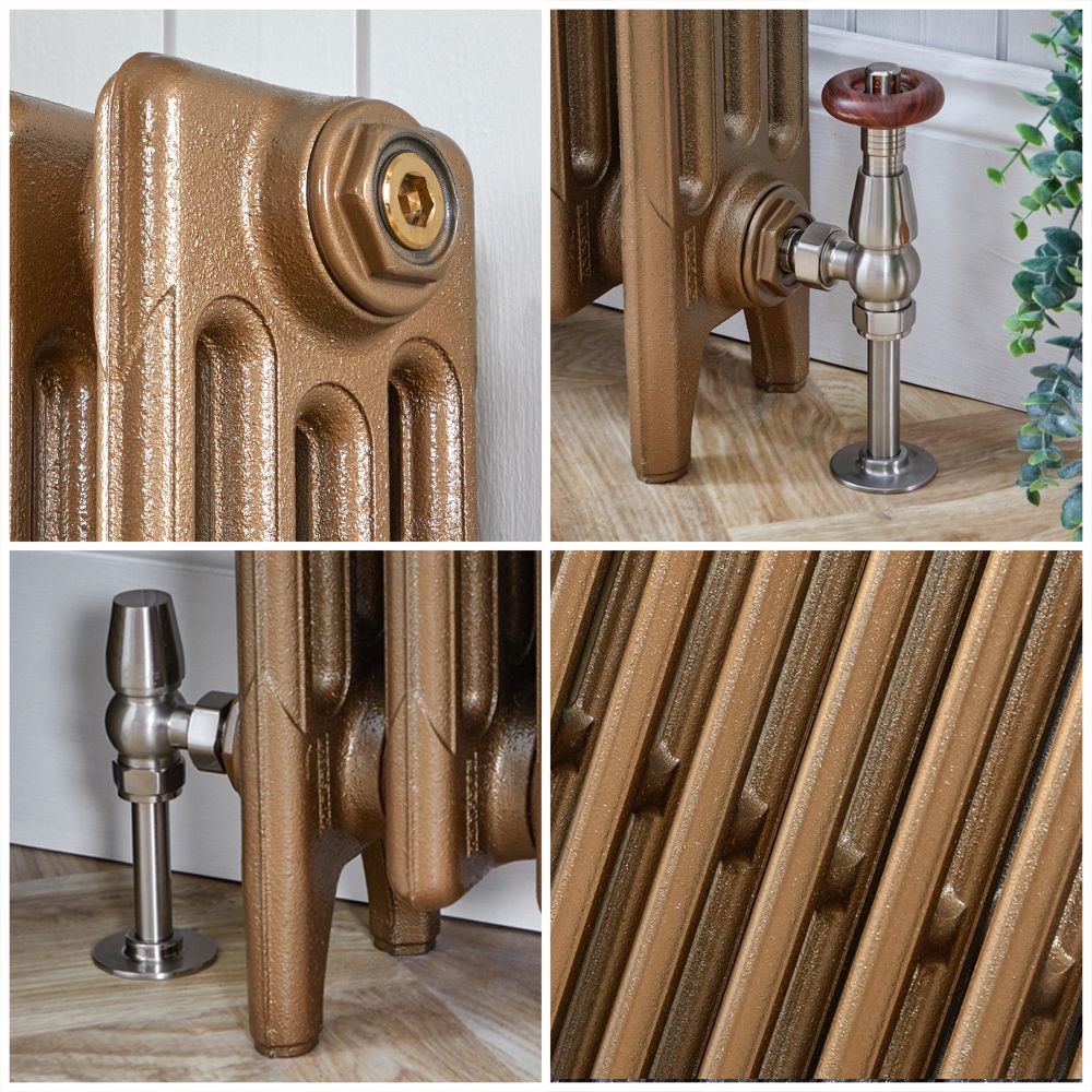 Milano Mercury - 4 Column Cast Iron Radiator - 560mm Tall - Burnt Gold ...