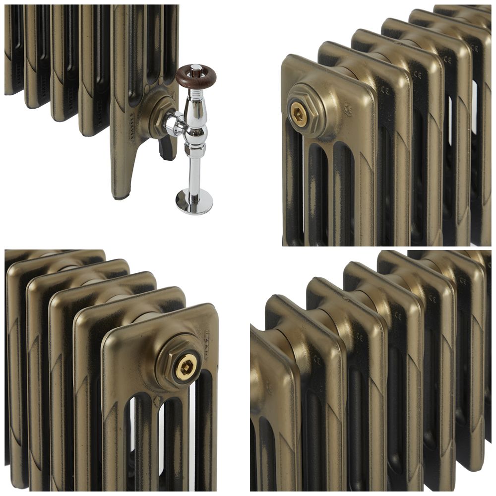 Milano Mercury - 4 Column Cast Iron Radiator - 560mm Tall - Natural ...