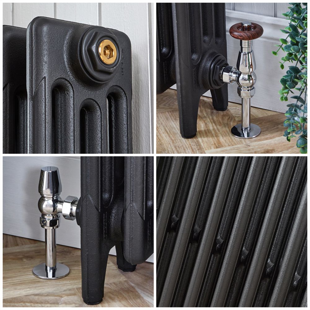 Milano Mercury - 4 Column Cast Iron Radiator - 560mm Tall - Slate Black ...