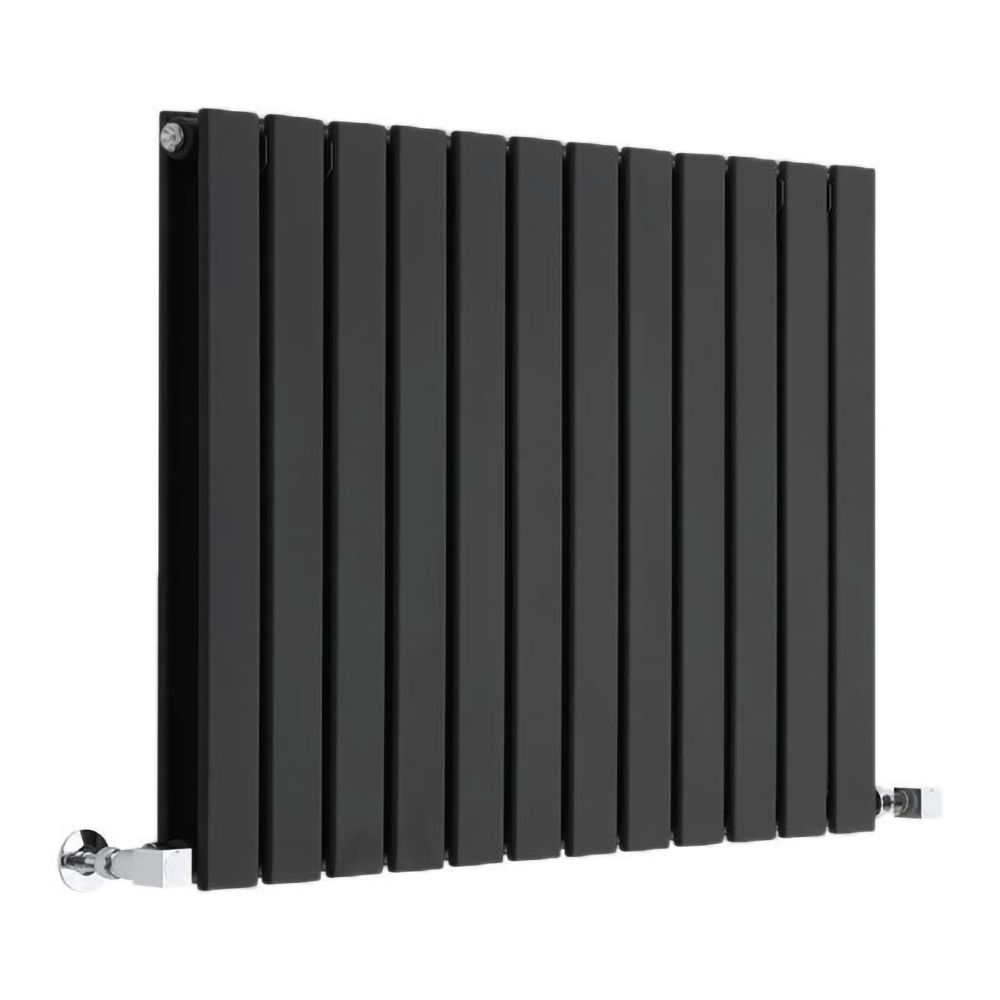 Milano Alpha - Black Horizontal Flat Panel Designer Radiator - 635mm ...