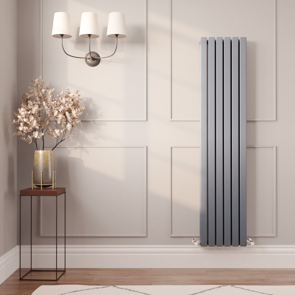 Milano Capri - Silver Flat Vertical Designer Radiator 1600mm x 354mm ...