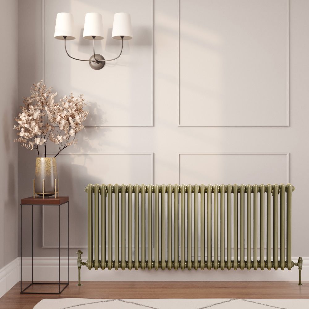 Milano Windsor - Natural Brass Horizontal Traditional Column Radiator ...