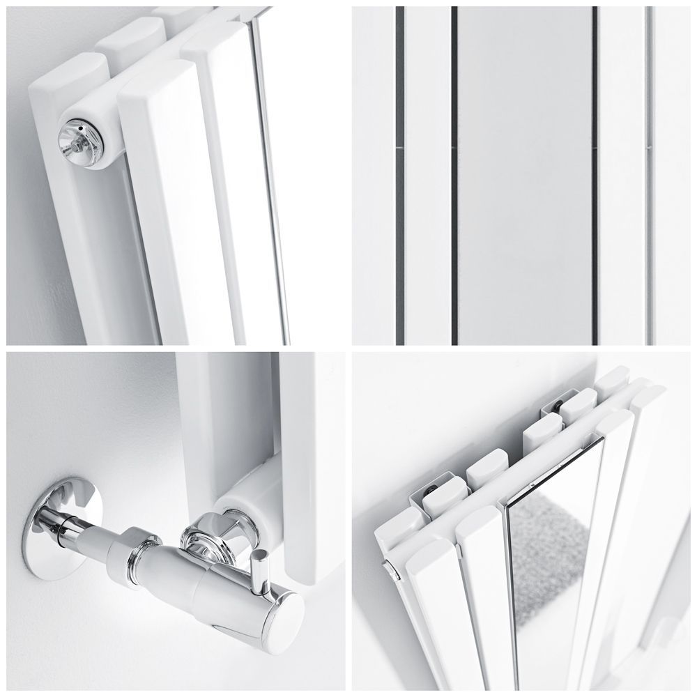 Milano Icon - White Vertical Mirrored Designer Radiator (Double Panel ...