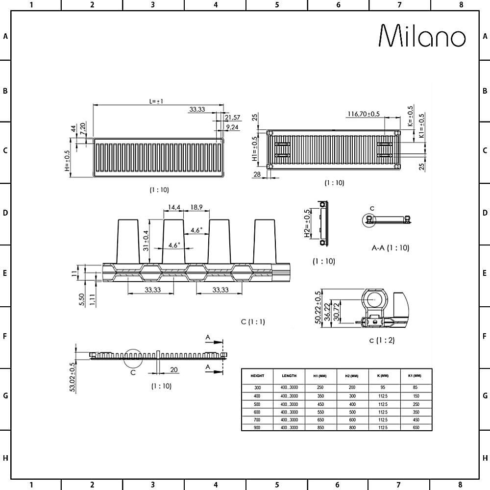 Milano Compact - Type 22 - Double Panel Radiator - Multi Sizes Available