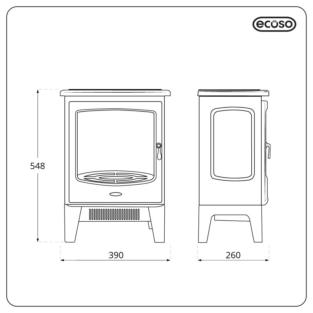 ECOSO Glow - Traditional Electric Stove - Choice of Finish