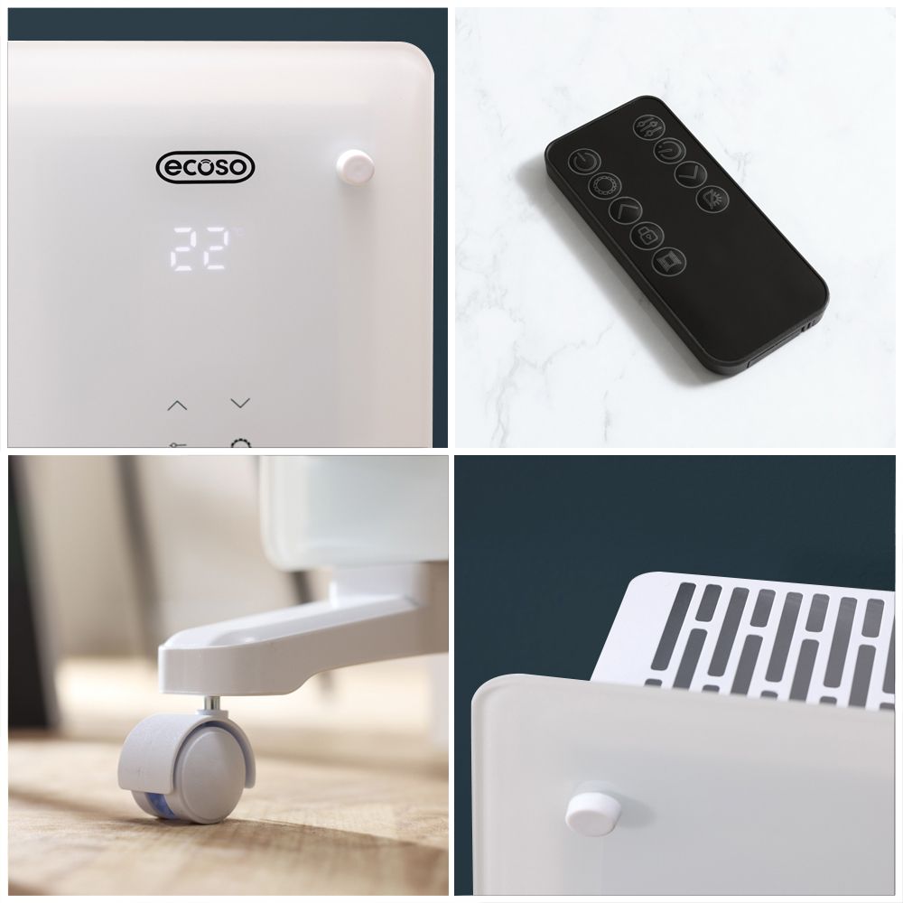 ECOSO Vitrum - Smart Electric Glass Panel Portable Heater - Plug-In ...