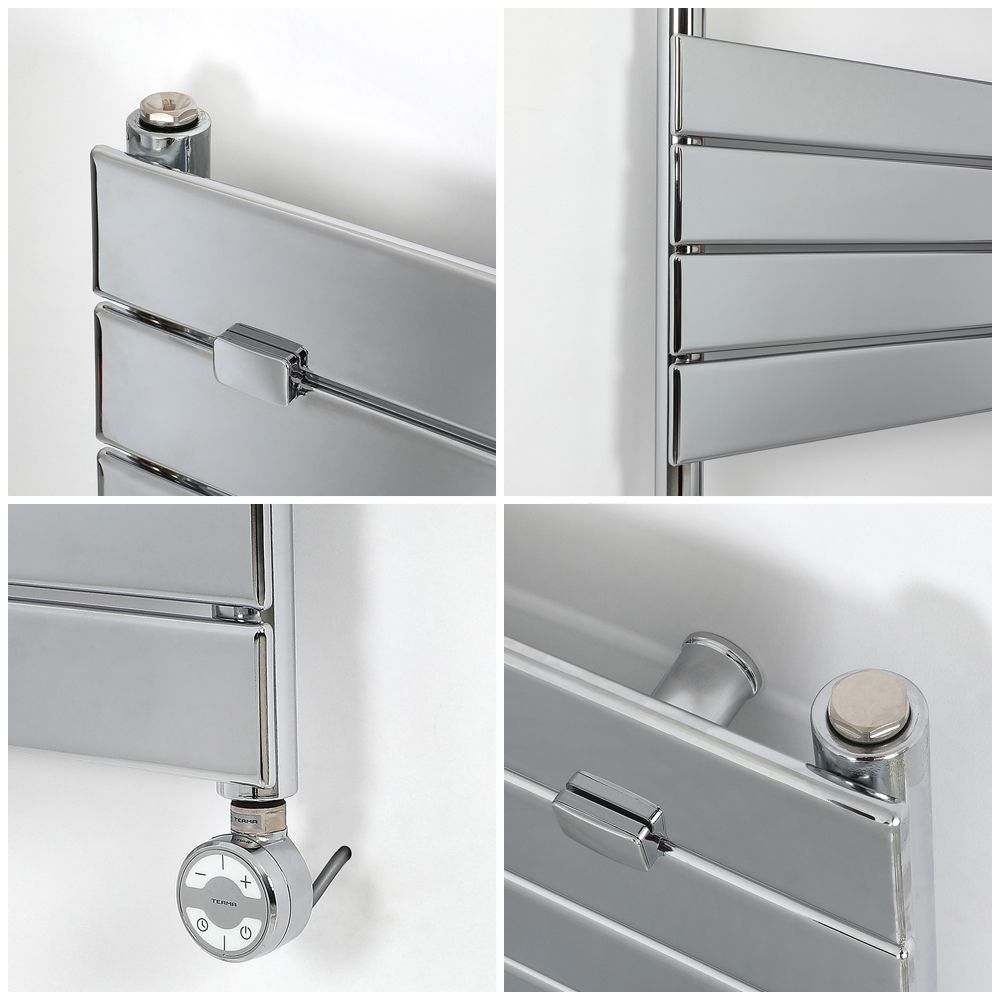 Milano Electric Lustro - Designer Chrome Flat Panel Heated Towel Rail ...