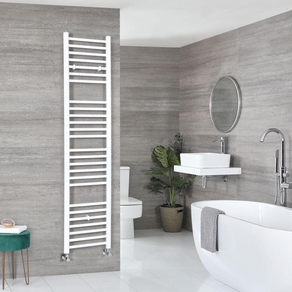Milano Ive Straight White Heated Towel Rail 1800mm x 400mm