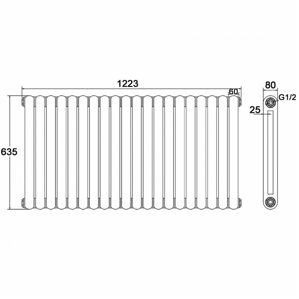 Milano Urban - Anthracite Horizontal Double Column Radiator 635mm x 1223mm