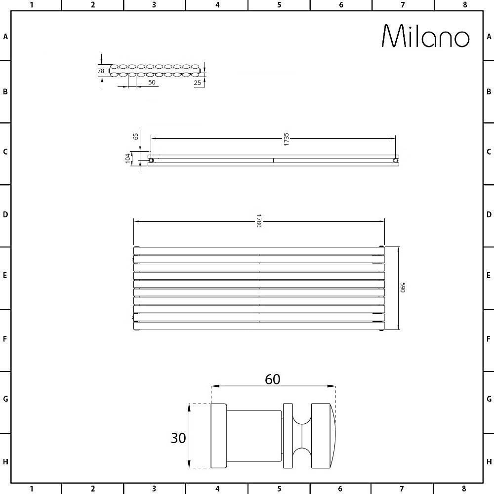 Milano Aruba - Anthracite Horizontal Designer Radiator 590mm x 1780mm ...