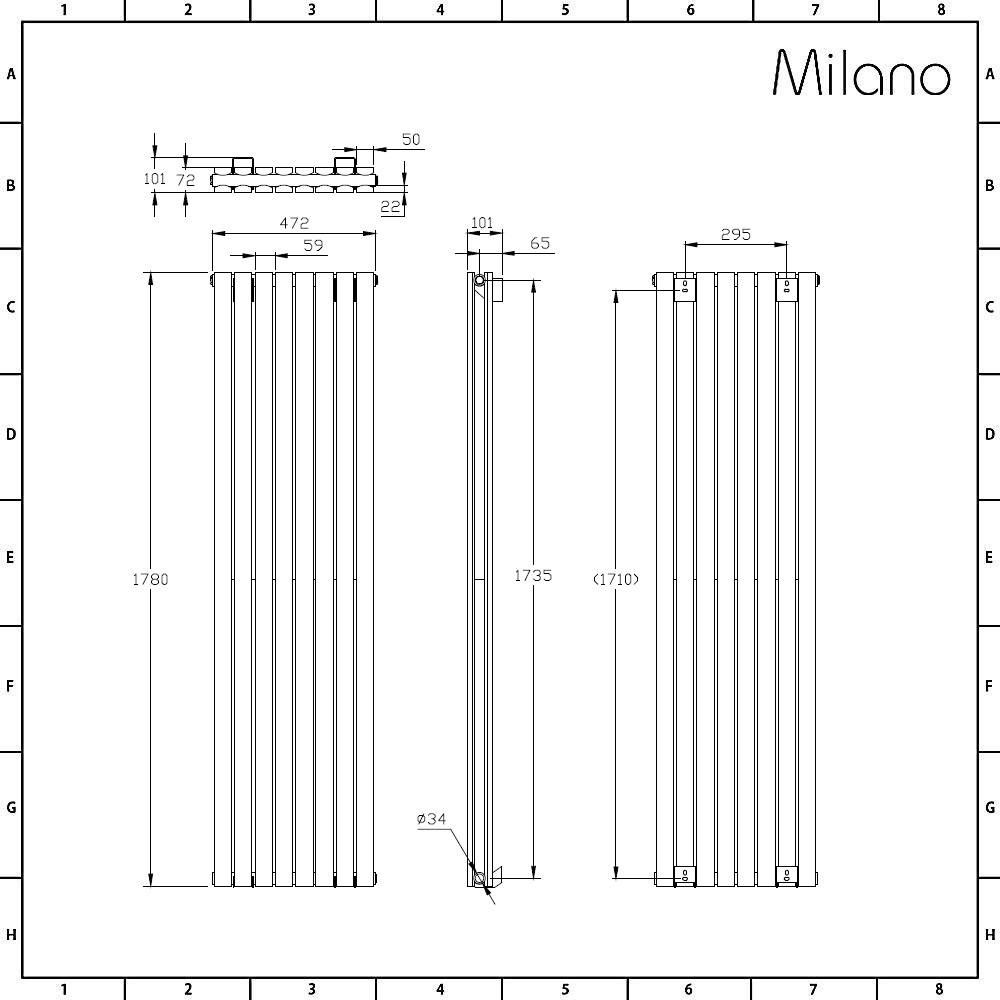 Milano Capri - Light Grey Flat Panel Vertical Designer Radiator ...