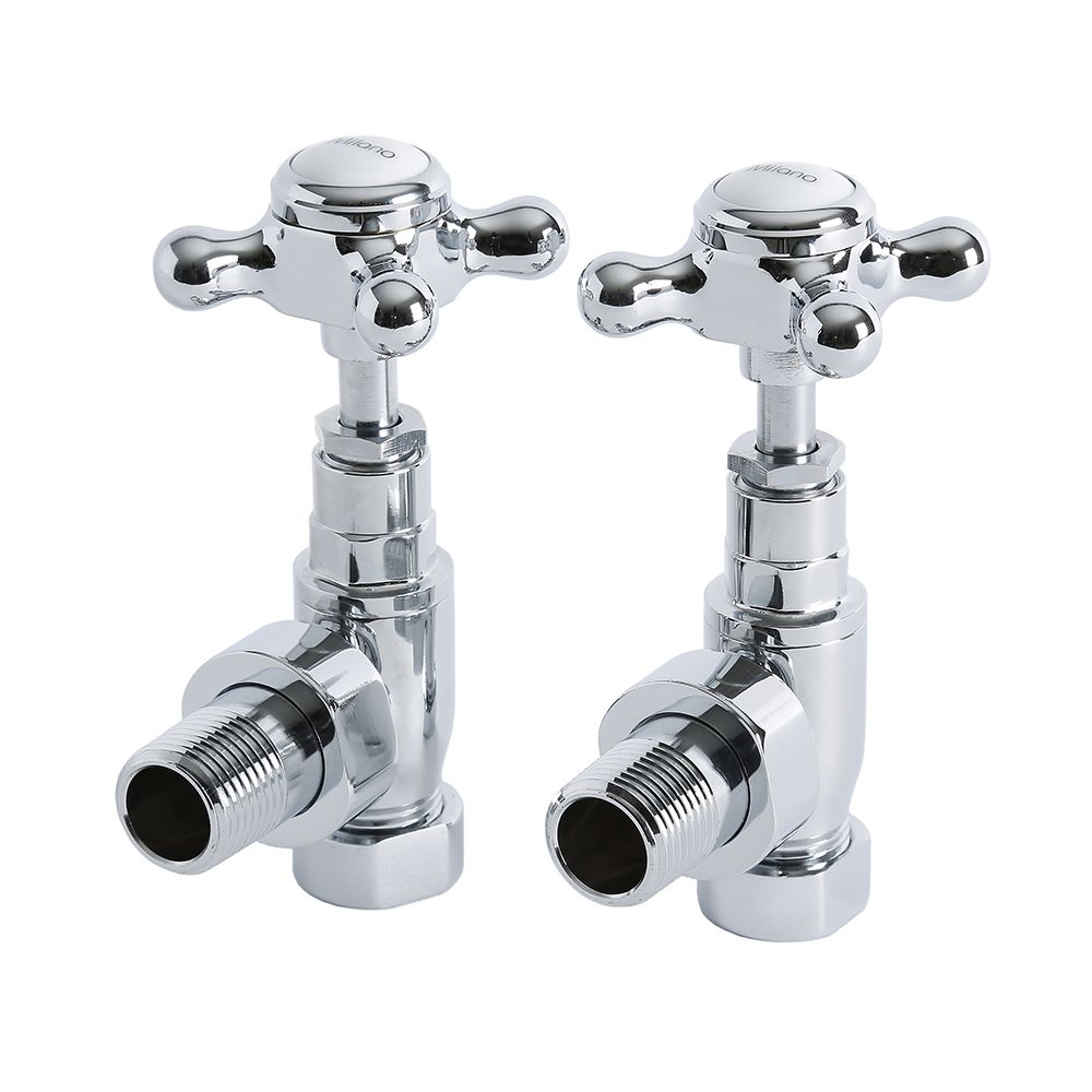 Traditional Chrome Angled Radiator Valves Pair 15mm