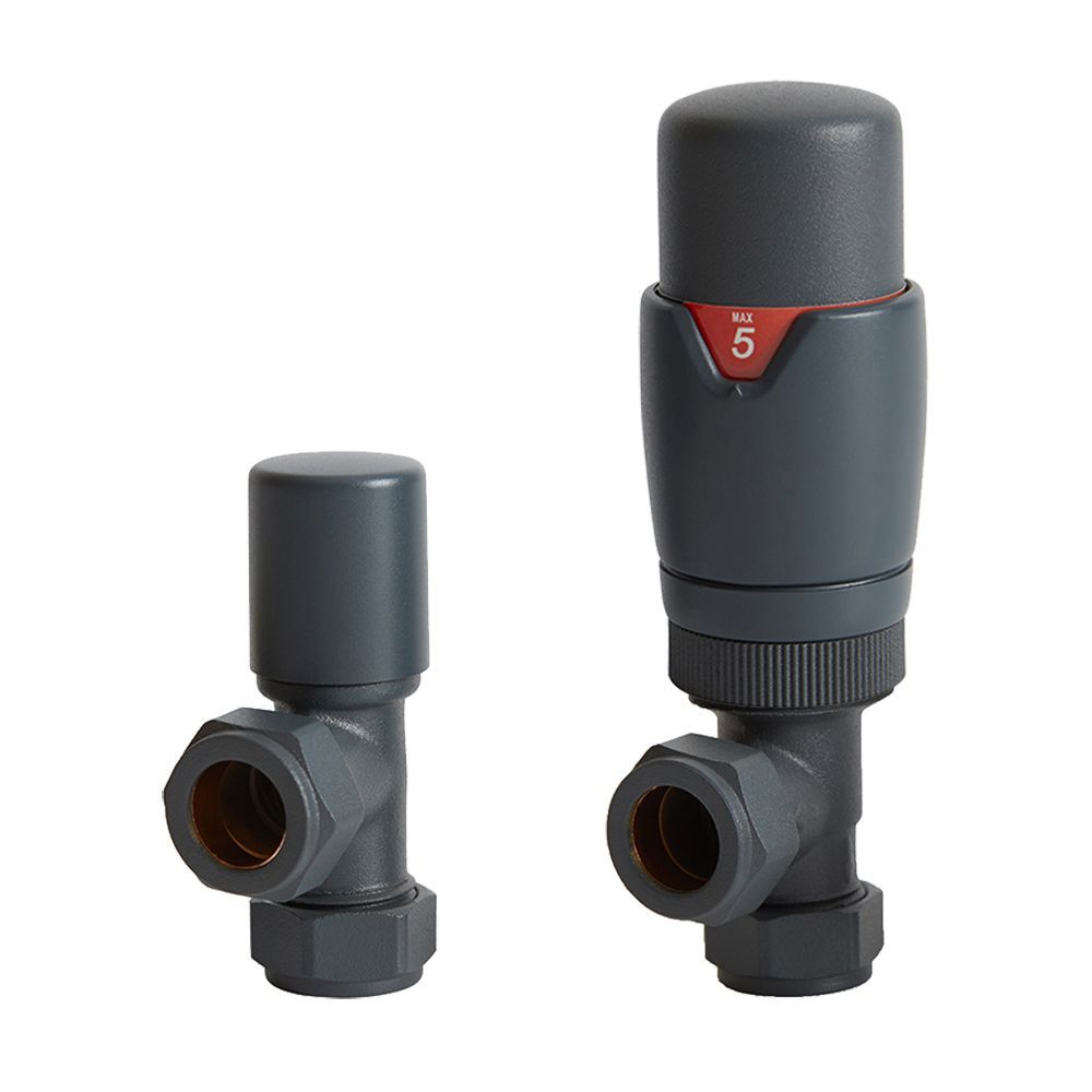 Milano - Thermostatic Angled Radiator Valve and Lockshield - Choice of ...