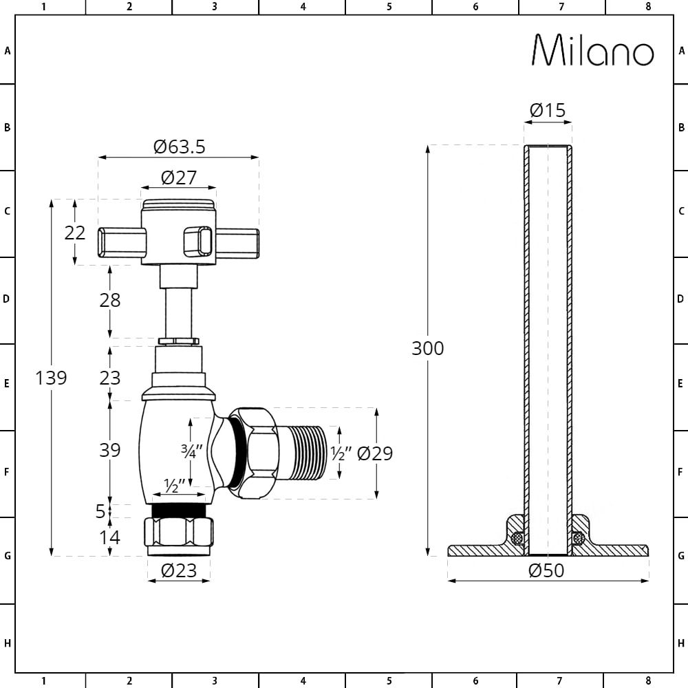 Milano - Traditional Angled Radiator Valve and Pipe Set - Brushed Bronze