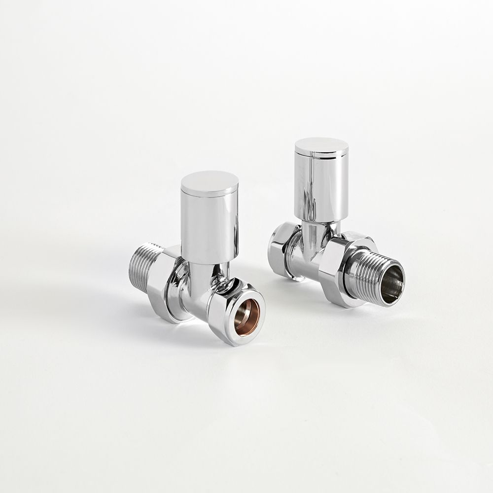 Milano - Modern Chrome Straight Radiator Valves - Straight