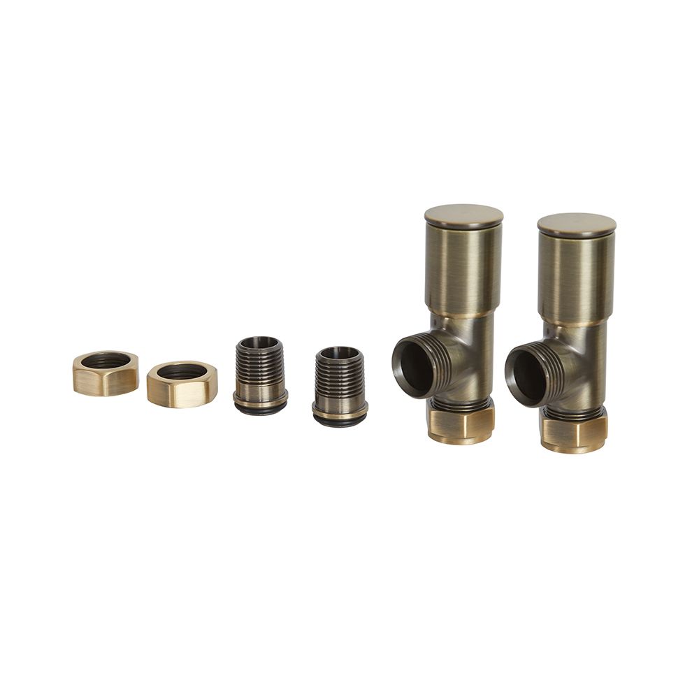 Milano - Modern Brushed Gold Angled Radiator Valves (Pair)