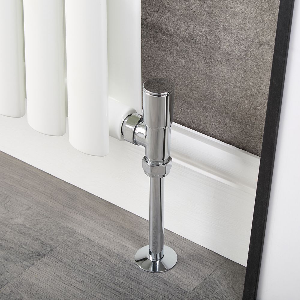 Milano - Modern Angled Radiator Valve and Pipe Set - Chrome