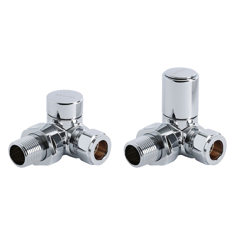 Milano - Modern Corner Radiator Valve and Pipe Set - Chrome