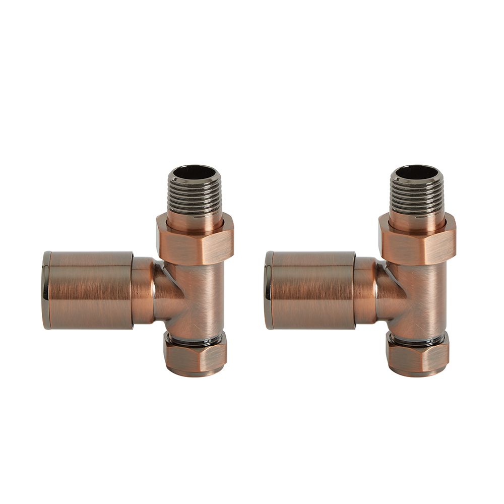 Milano - Modern Brushed Bronze Straight Radiator Valves
