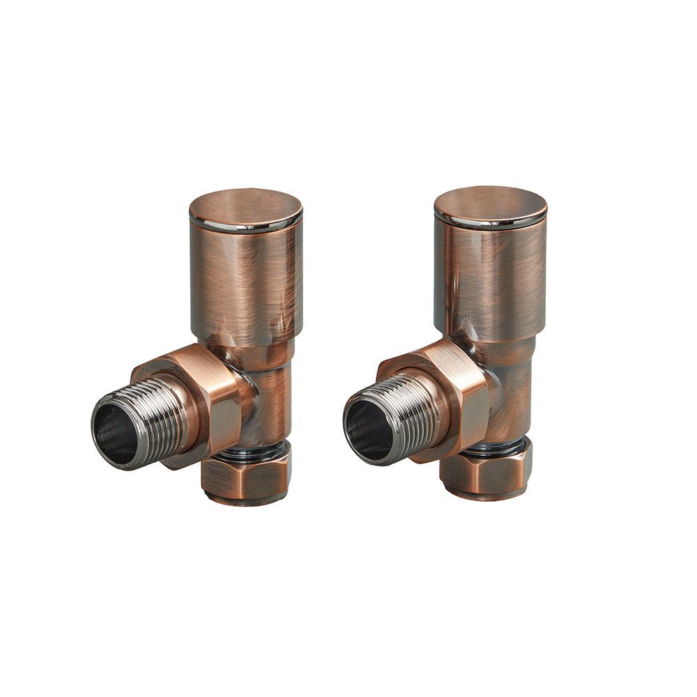 Milano - Modern Pipe and Angled Radiator Valve Set - Brushed Bronze