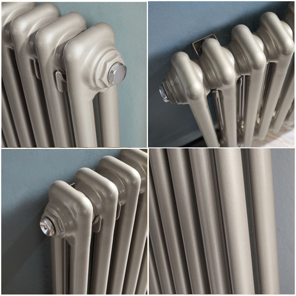 Milano Windsor - Metallic Silver Horizontal Traditional Column Radiator ...