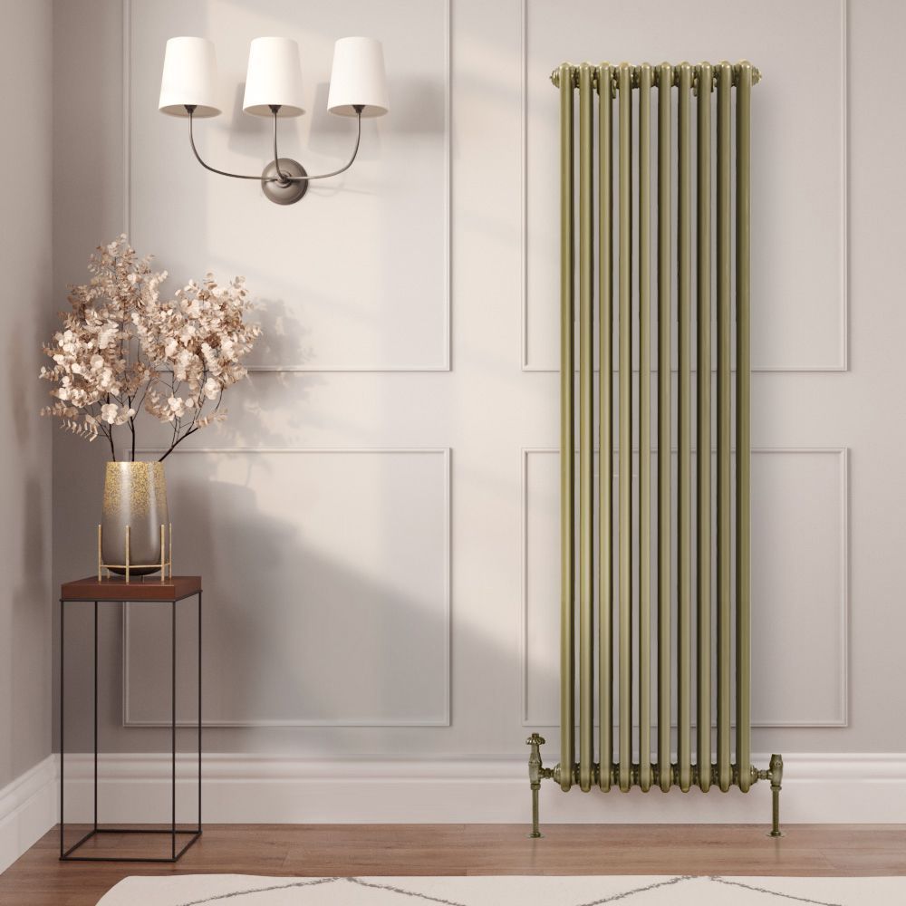 Milano Windsor - Natural Brass Traditional Vertical Double Column ...