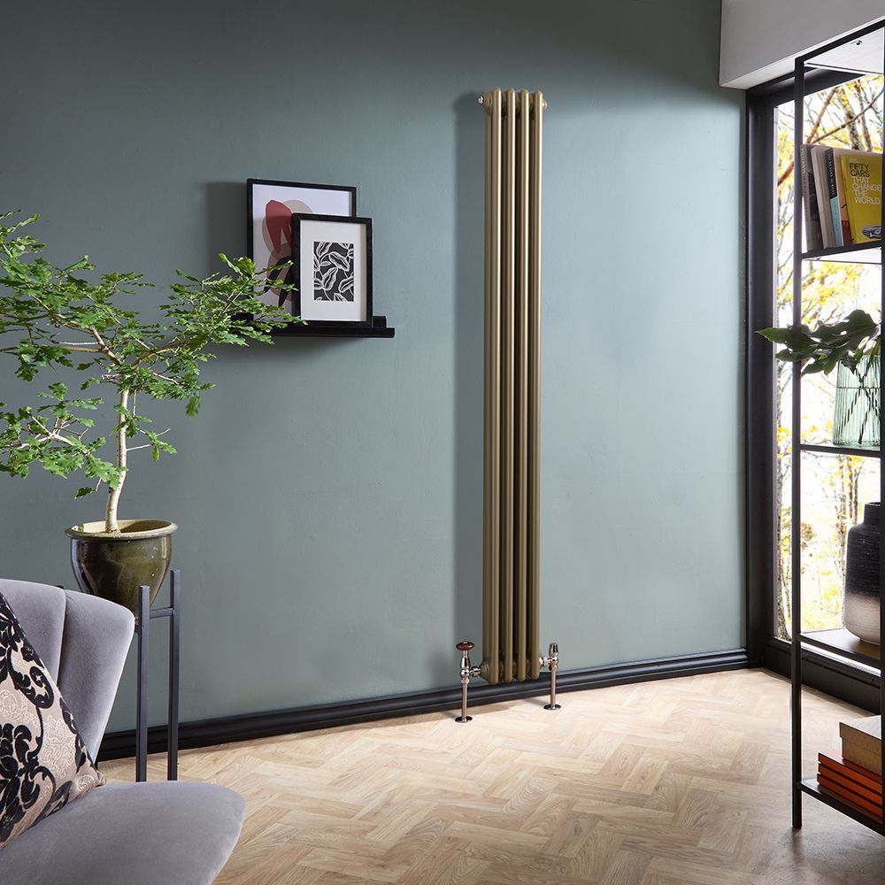 Milano Windsor - Natural Brass Traditional Vertical Double Column ...