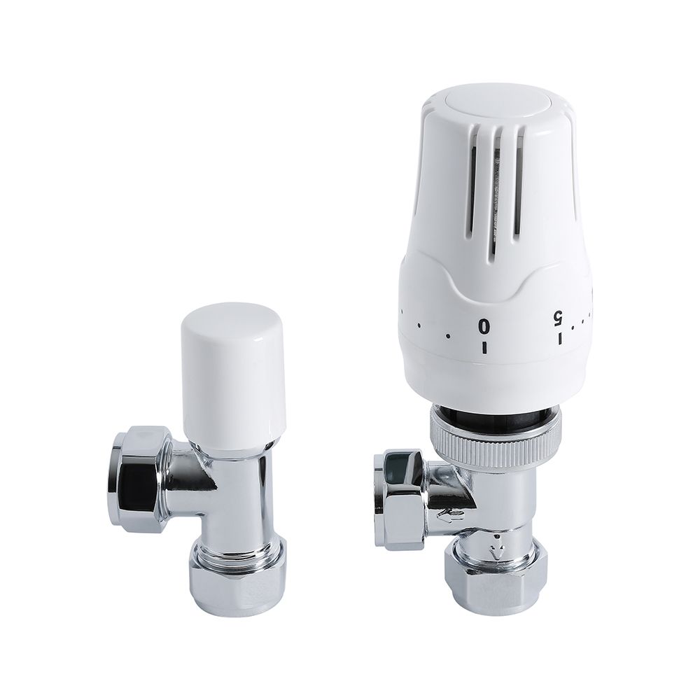 Milano - Liquid Filled White Thermostatic Radiator Valve and Lockshield ...
