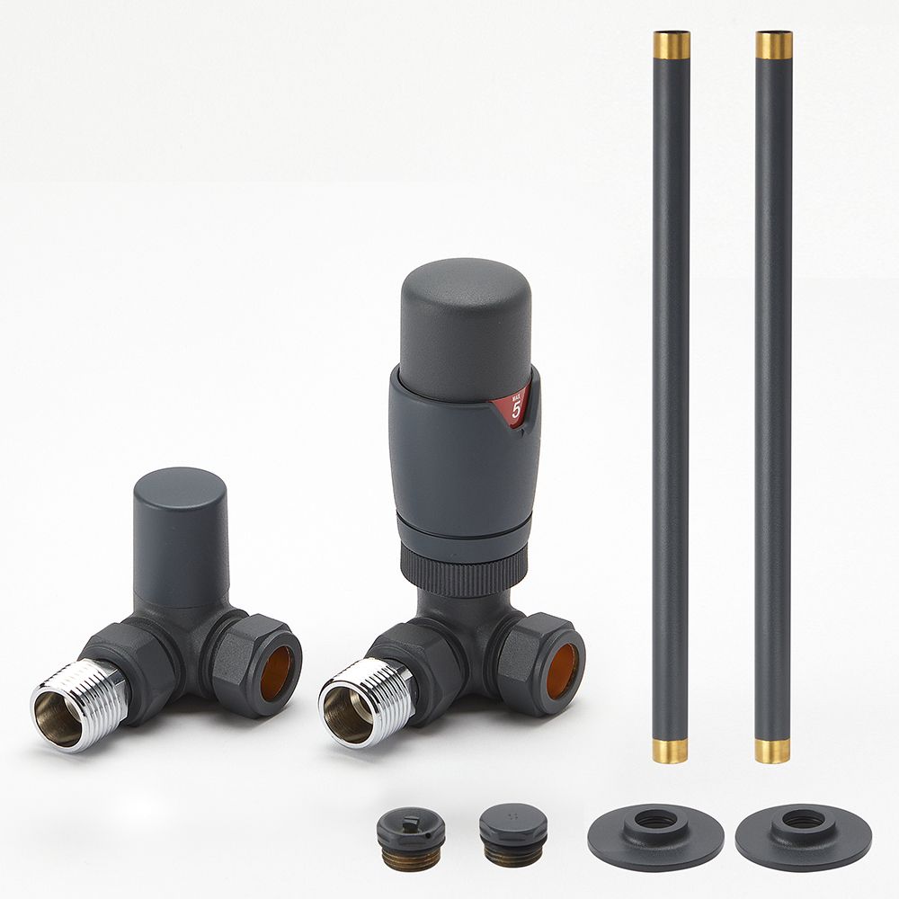 Milano - Modern Corner Thermostatic Radiator Valve and Pipe Set ...