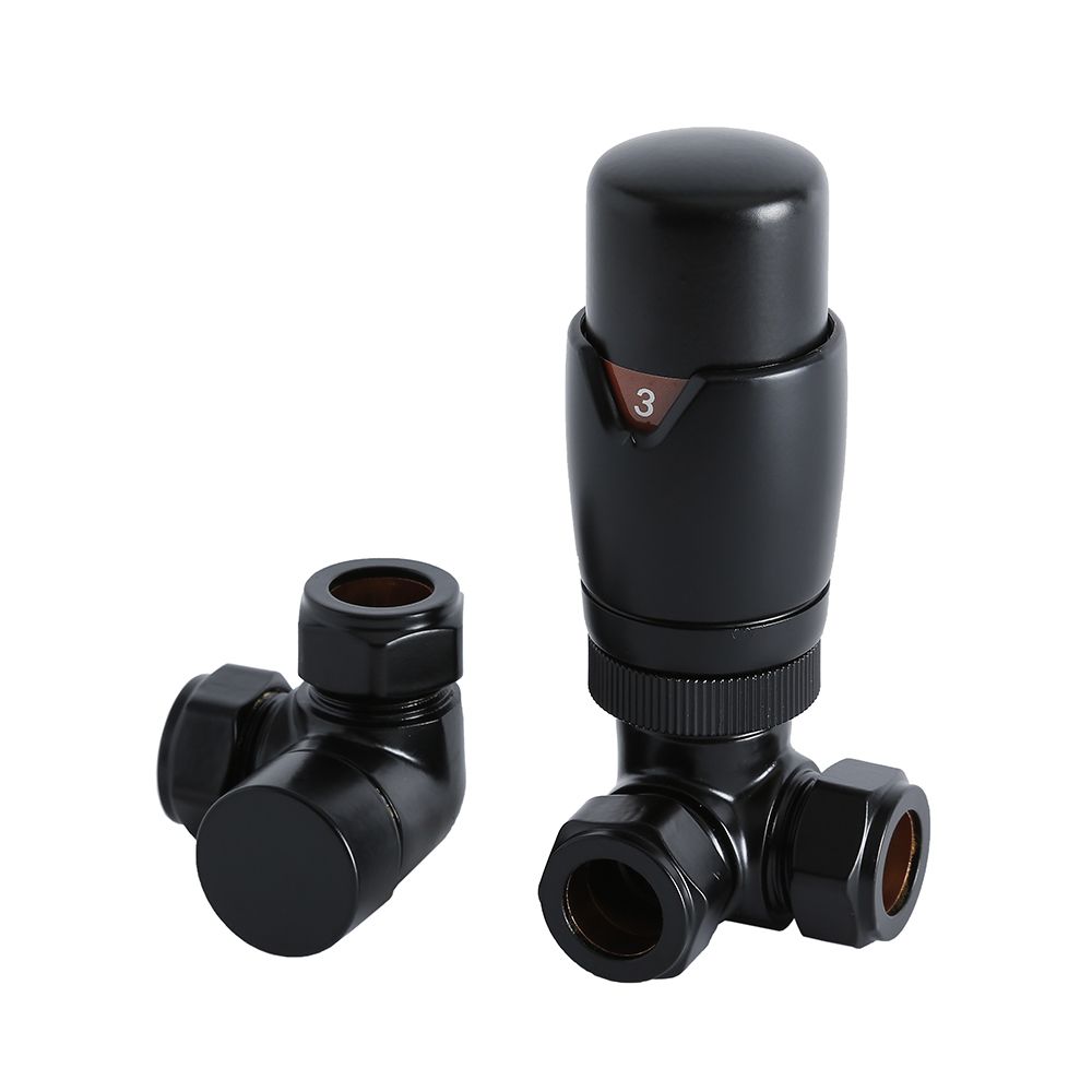black lockshield valves