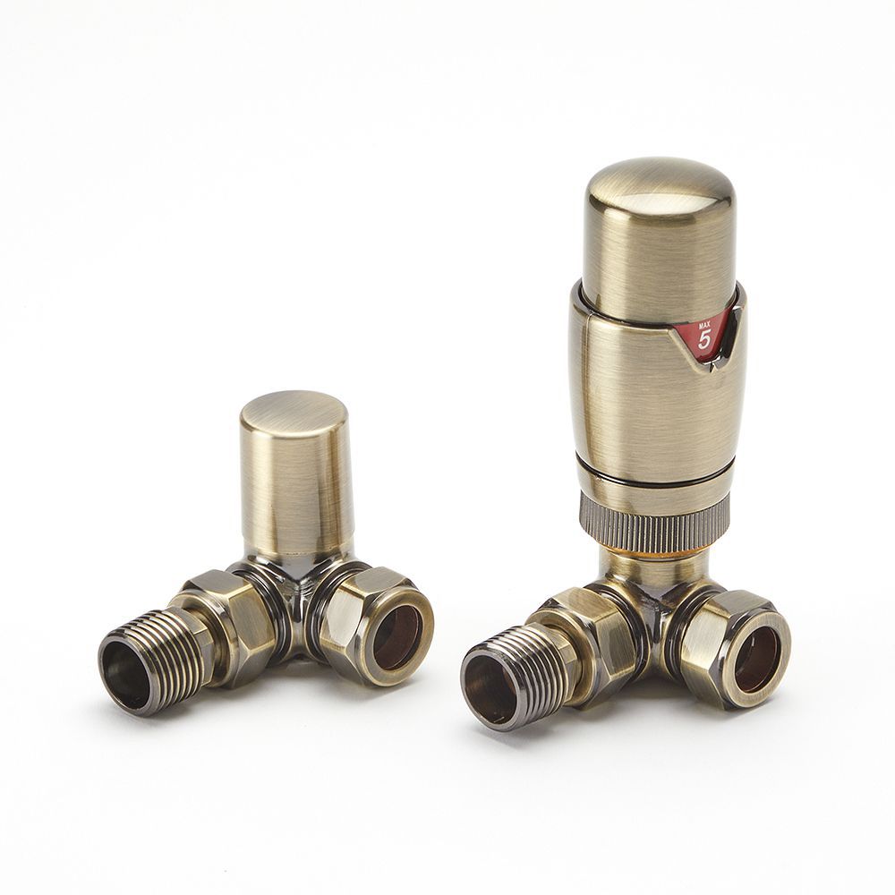 Milano - Thermostatic Corner Radiator Valve and Lockshield - Choice of ...