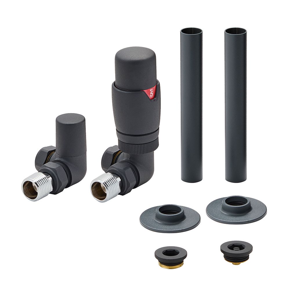 Milano - Thermostatic Corner Radiator Valve and Pipe Sleeve Set ...
