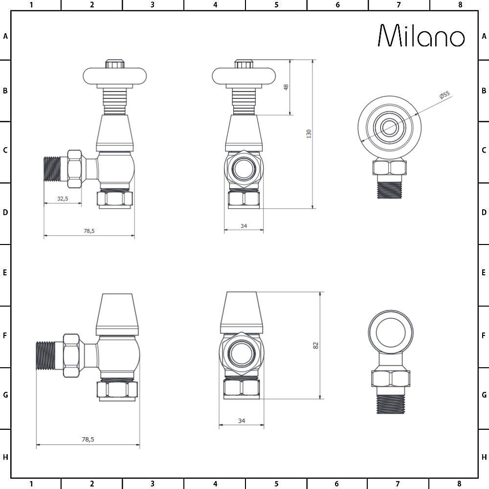 Milano Windsor - Traditional Thermostatic Angled Radiator Valves (Pair ...