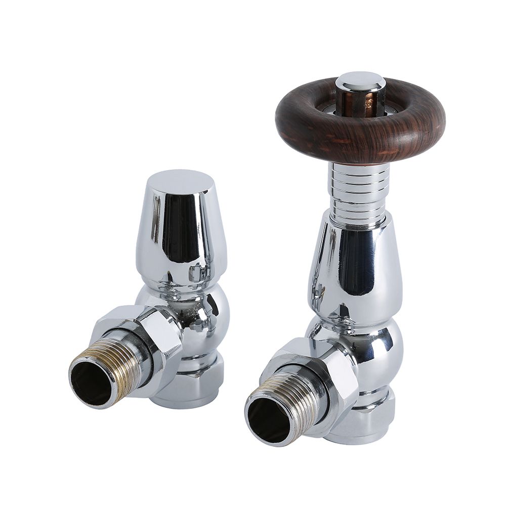 Milano Windsor - Traditional Thermostatic Angled Radiator Valves Chrome ...