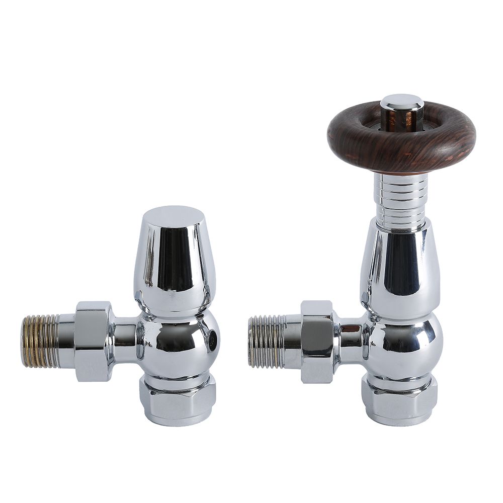 Milano Windsor - Traditional Thermostatic Angled Radiator Valves Chrome ...