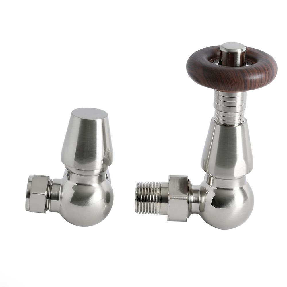 Milano Windsor - Traditional Thermostatic Corner Radiator Valves Satin ...