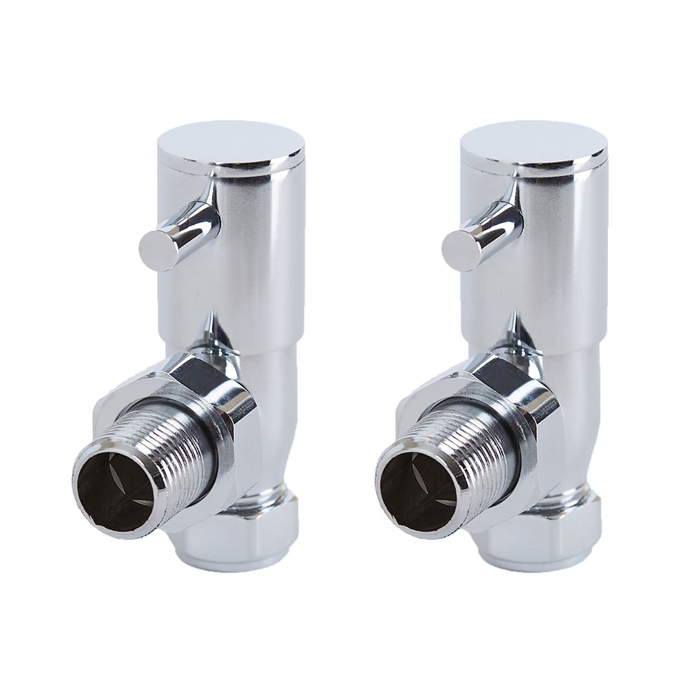 Milano Select - Chrome Minimalist Angled Radiator Valves - (Pair)