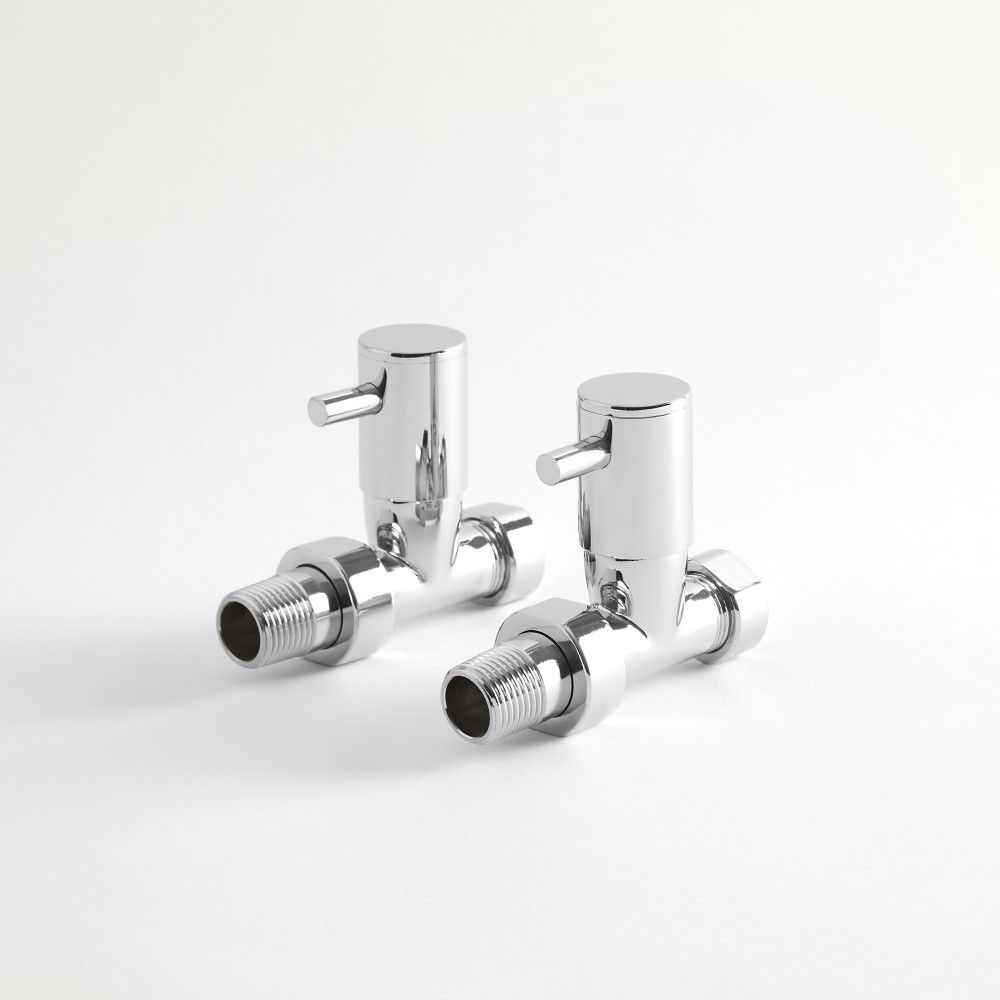 Milano - Minimalist Chrome Straight Radiator Valves (Pair)