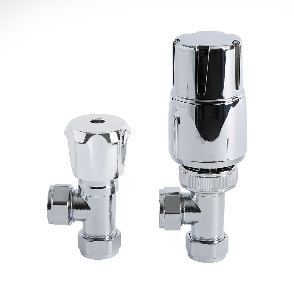 Milano - Modern Chrome Angled Thermostatic Radiator Valves