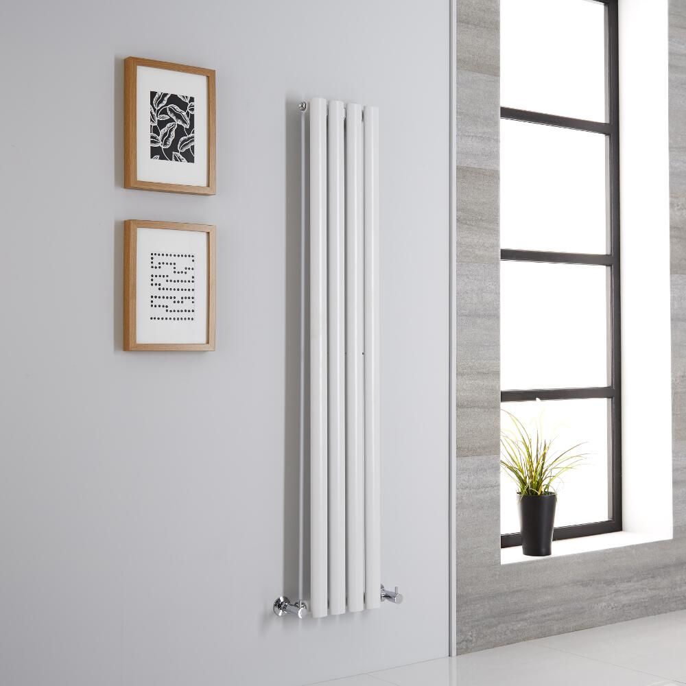 Milano Aruba - Modern White Vertical Designer Radiator 1400mm x 236mm ...