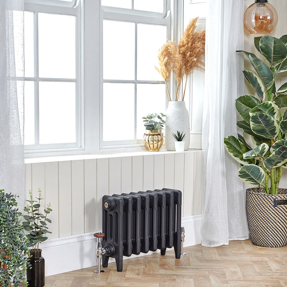 Milano Mercury - 4 Column Cast Iron Radiator - 460mm Tall - Slate Black ...
