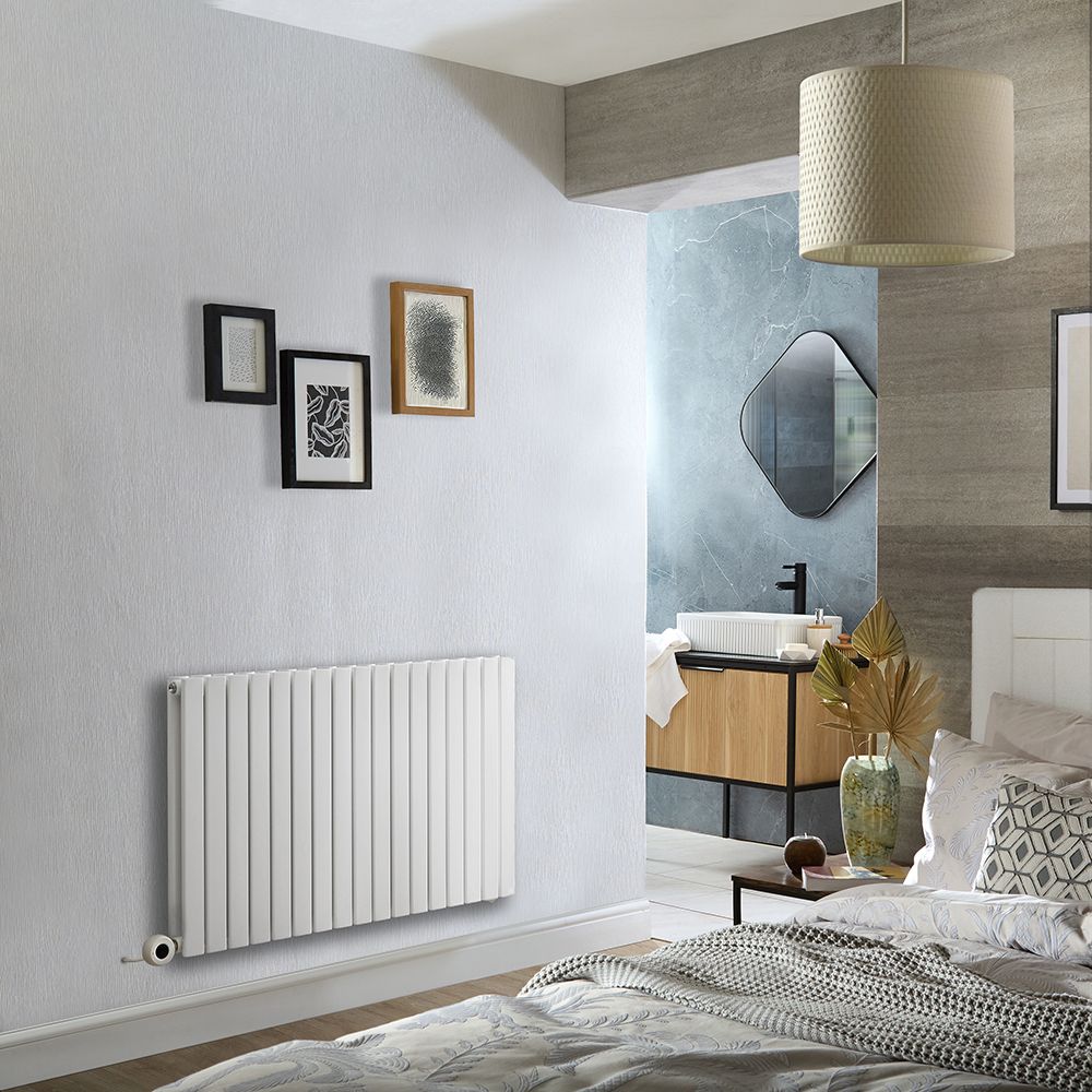 Milano x ECOSO Capri - Electric White Horizontal Designer Radiator ...