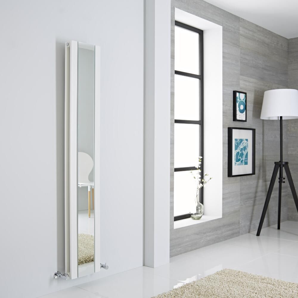 Milano Icon - White Vertical Mirrored Designer Radiator (Double Panel ...