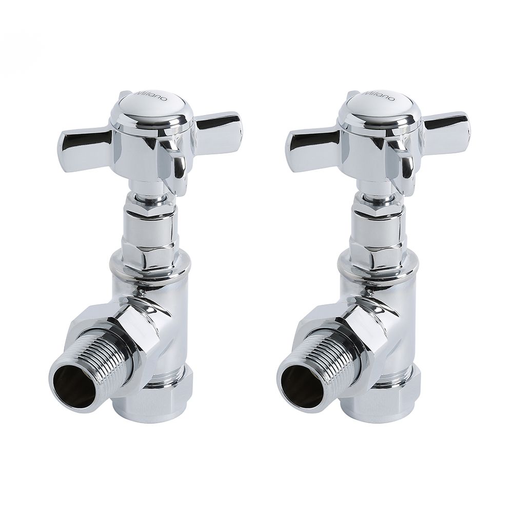 Milano - Traditional Chrome Angled Radiator Valves (Pair)