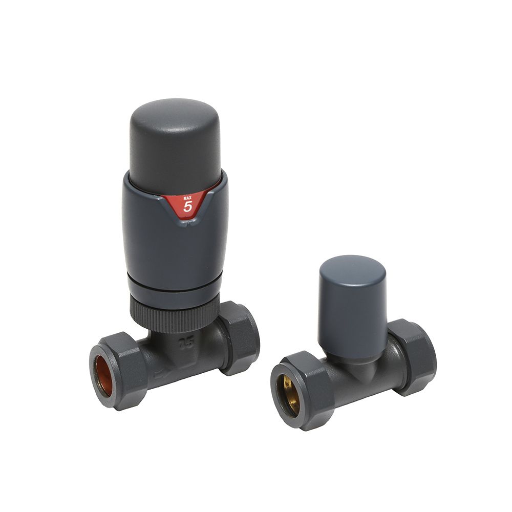 Milano - Modern Anthracite Thermostatic Straight Radiator Valve and ...