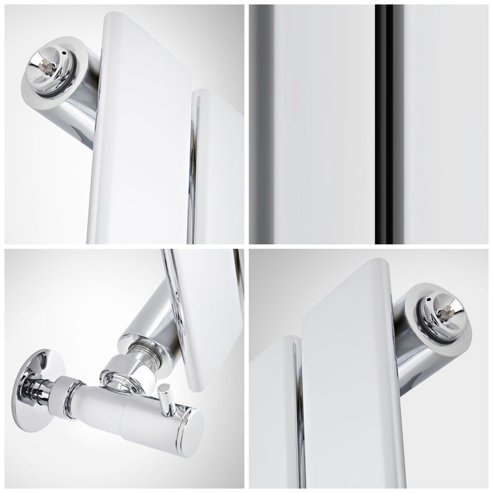 Milano Alpha - Chrome Vertical Flat Panel Designer Radiator 1800mm x ...